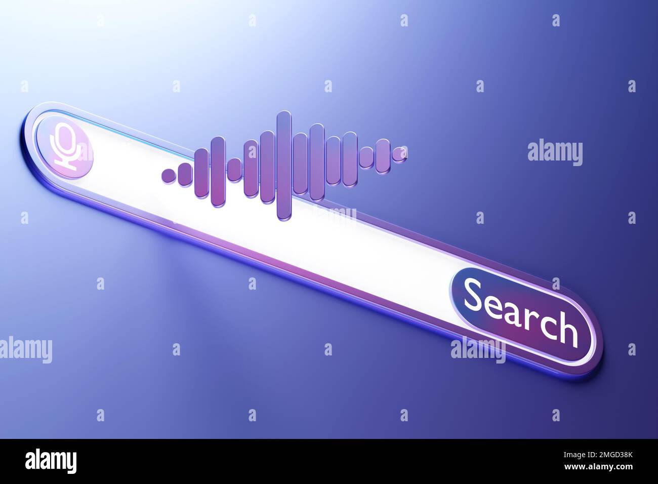 3d illustration, microphone button for audio search on the internet ...