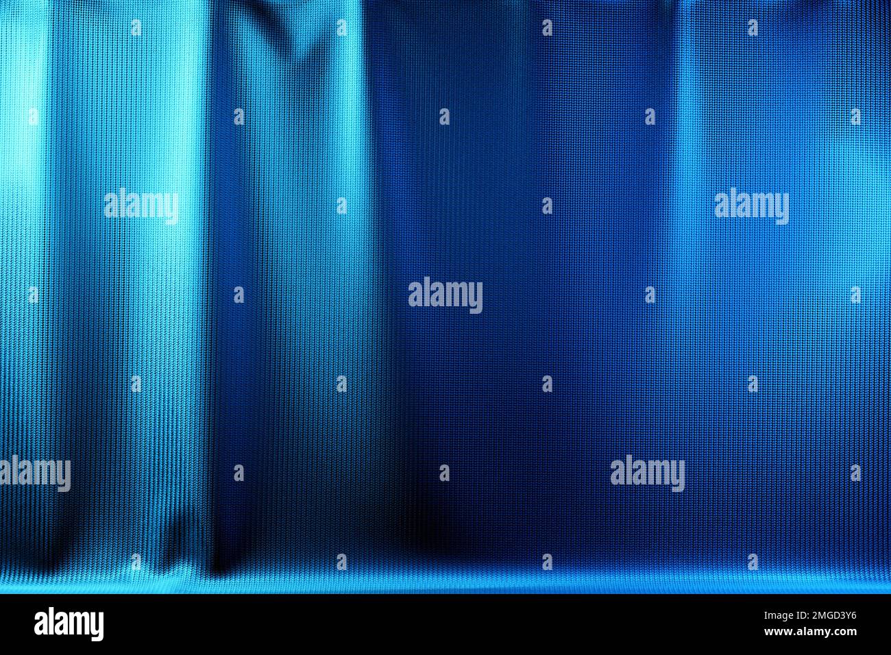 3d illustration of blue glowing cloth. fabric wave, elegant textile ...