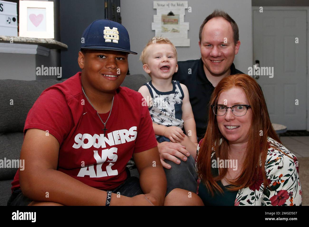 The Dunn family is pictured in their home Friday, June 12, 2020, in ...