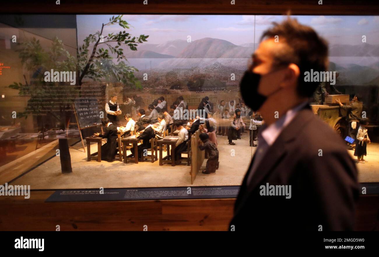 Film director Kim Deog-Young walks at the exhibition hall for Korean ...