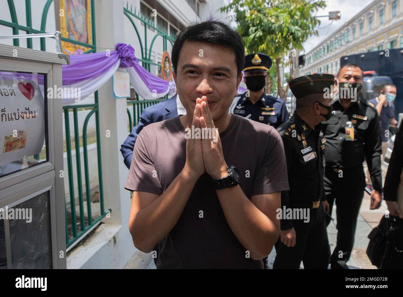 Sgt. Narongchai Intharakawi arrives at a military court in Bangkok, Thailand, Monday, June 22 ...