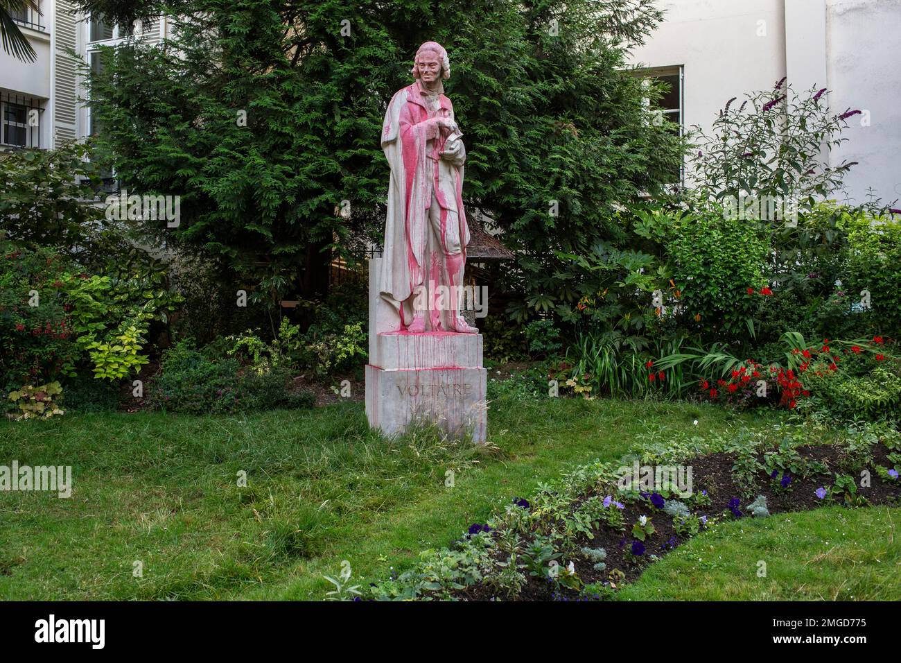 The statue of Voltaire, a leading thinker and writer of the French ...
