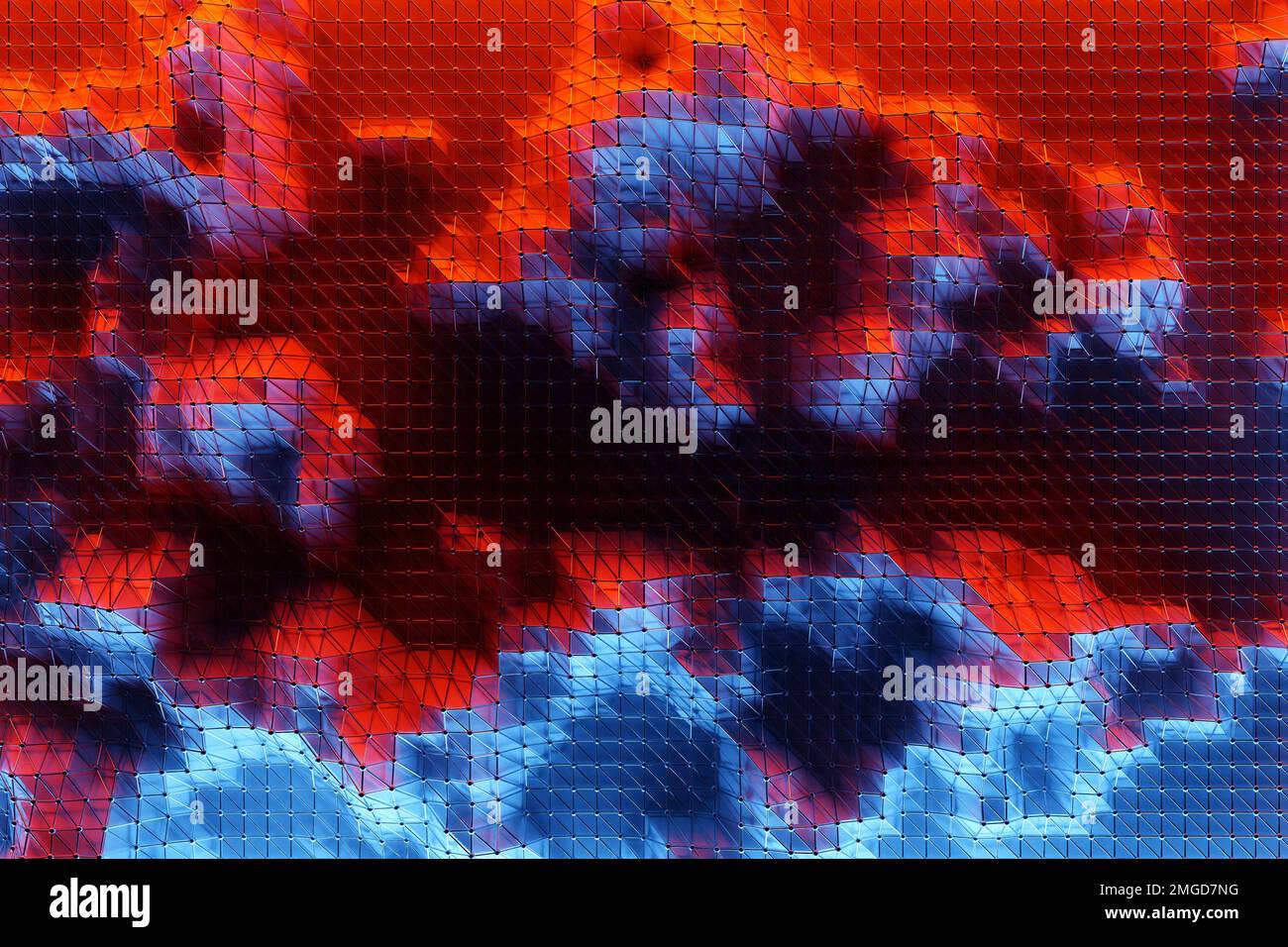 Abstract background with horizontal and vertical disruptions of blue ...