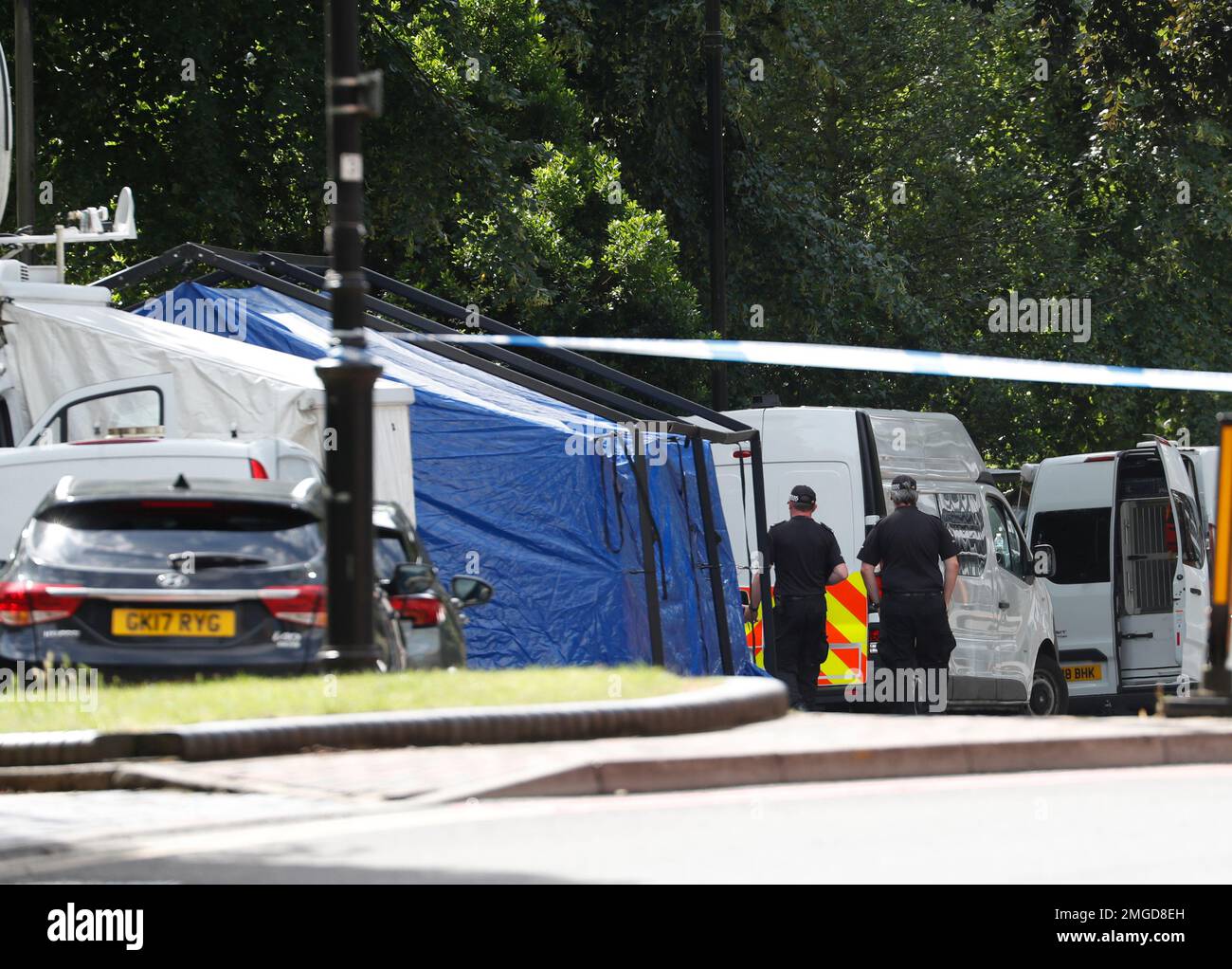 Police patrol outside Forbury Gardens, a day after a multiple stabbing ...