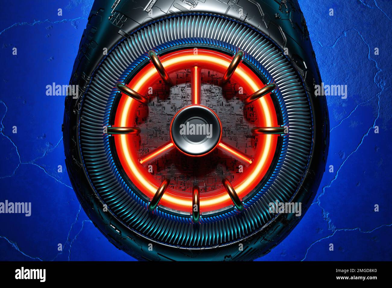 Part of rocket on the turbine on black background, 3d illustration ...