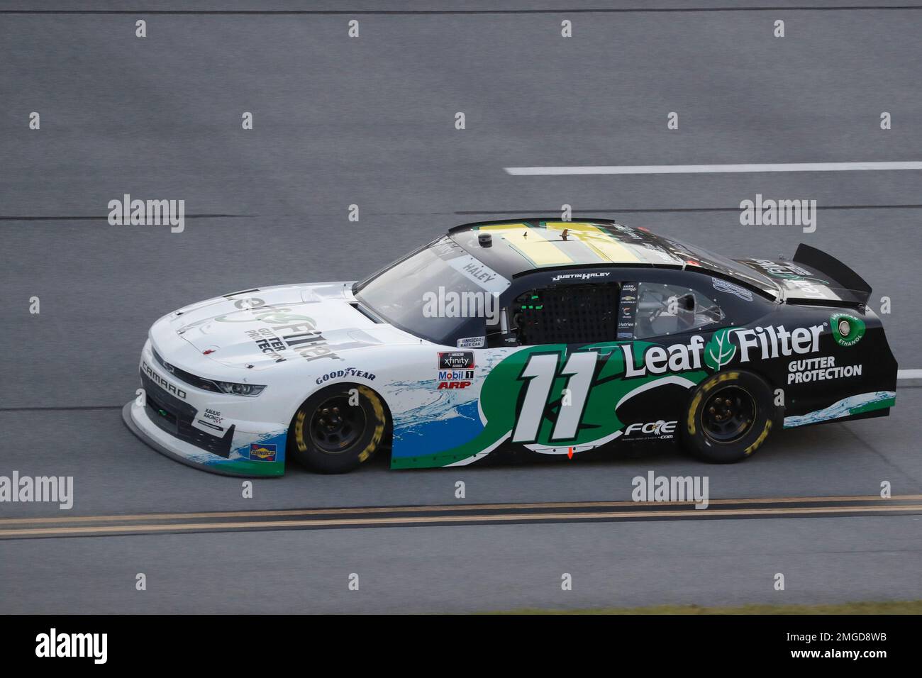 Justin Haley (11) drives to the finish line during a NASCAR Xfinity ...