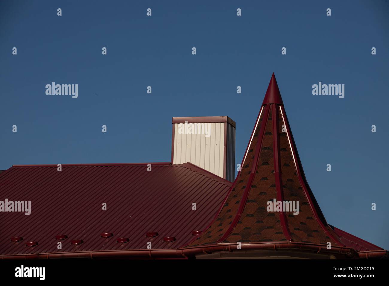Roof metal sheets. Modern types of roofing materials Stock Photo - Alamy