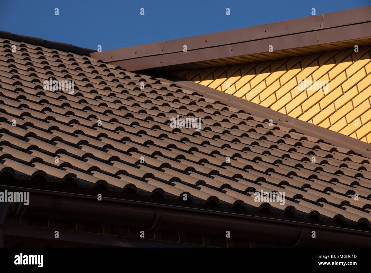 Roof metal sheets. Modern types of roofing materials Stock Photo - Alamy