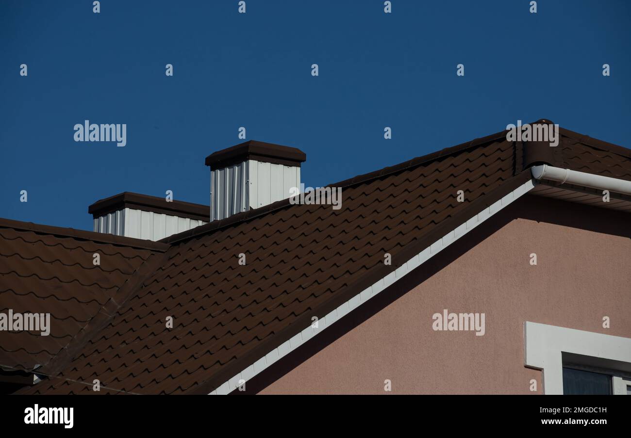 Roof metal sheets. Modern types of roofing materials Stock Photo - Alamy