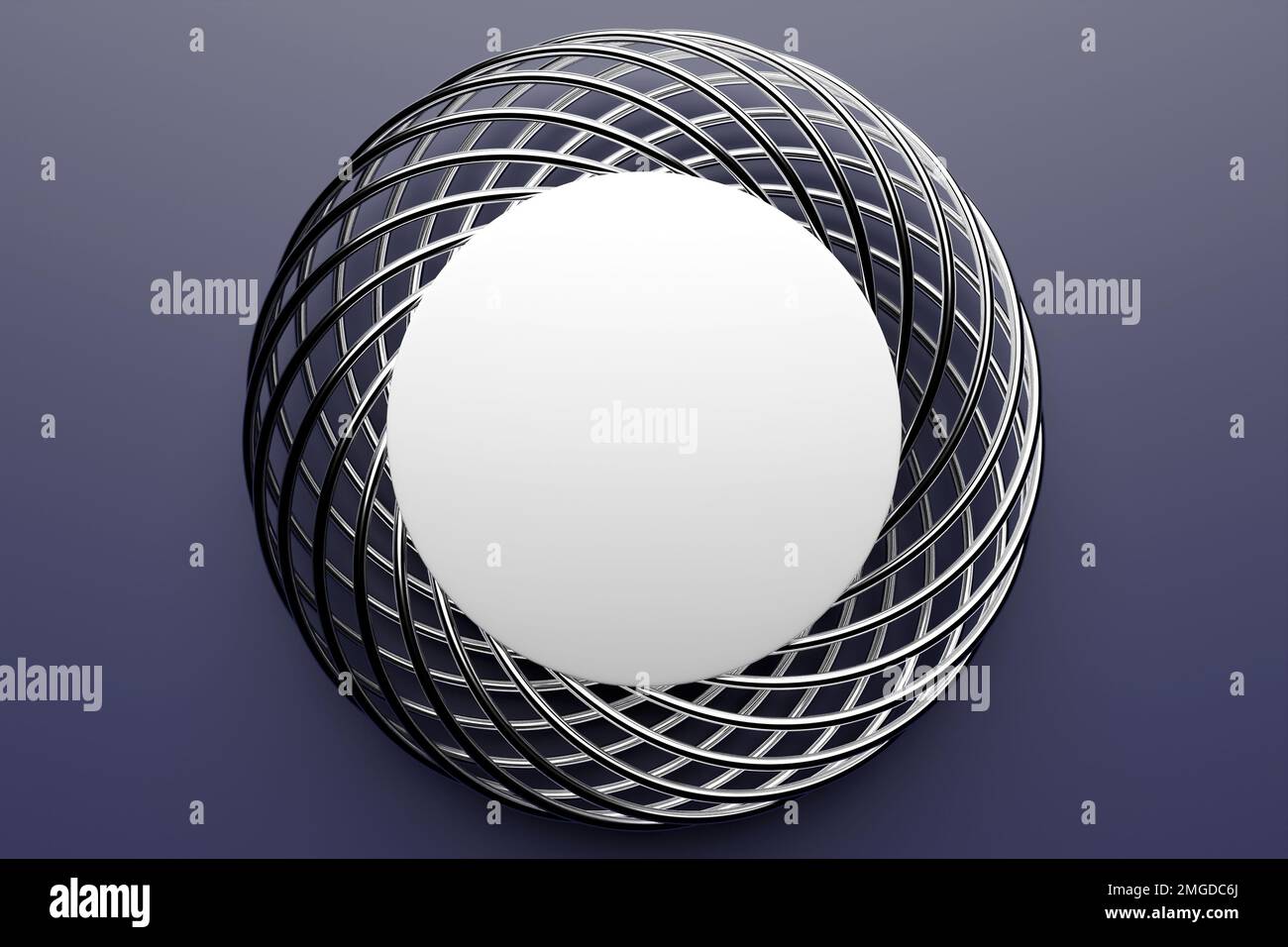 3D illustaration of a silver torus. Fantastic cell. Simple geometric ...