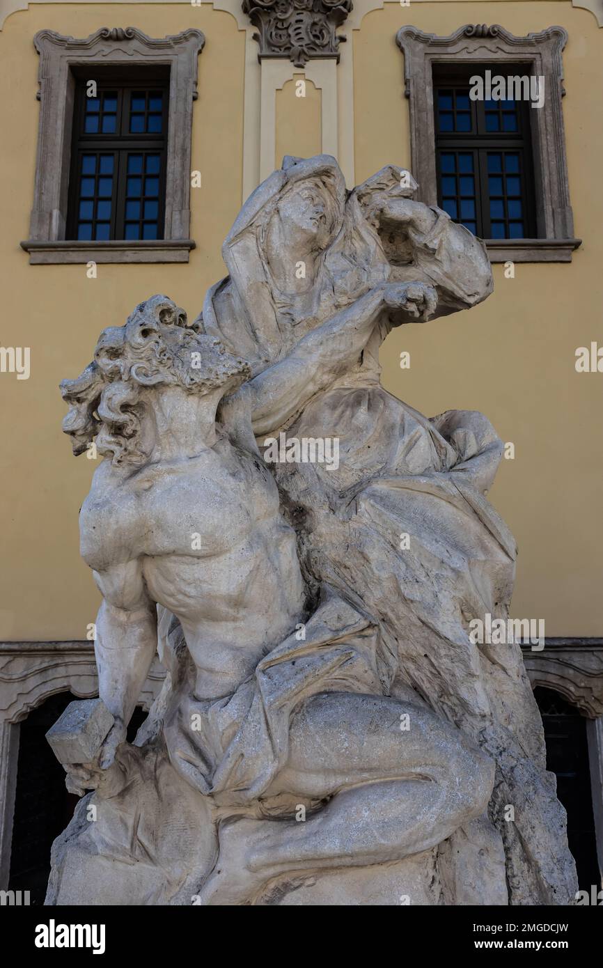 Stone sculpture in Buchach, Ukraine. Written by Pinzel Stock Photo - Alamy