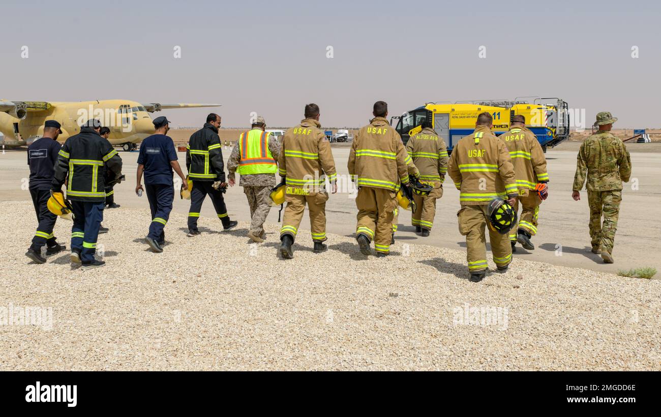 Royal Saudi Air Force firefighters and U.S. Air Force firefighters ...