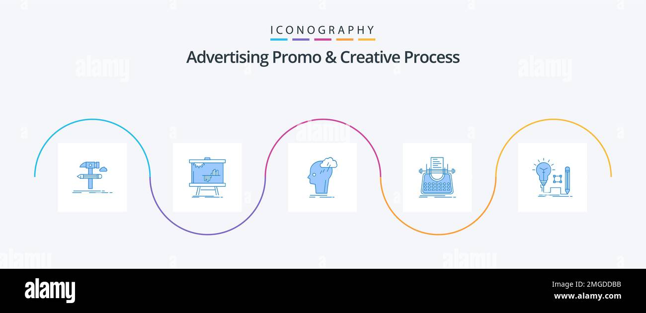 Advertising Promo And Creative Process Blue 5 Icon Pack Including story ...