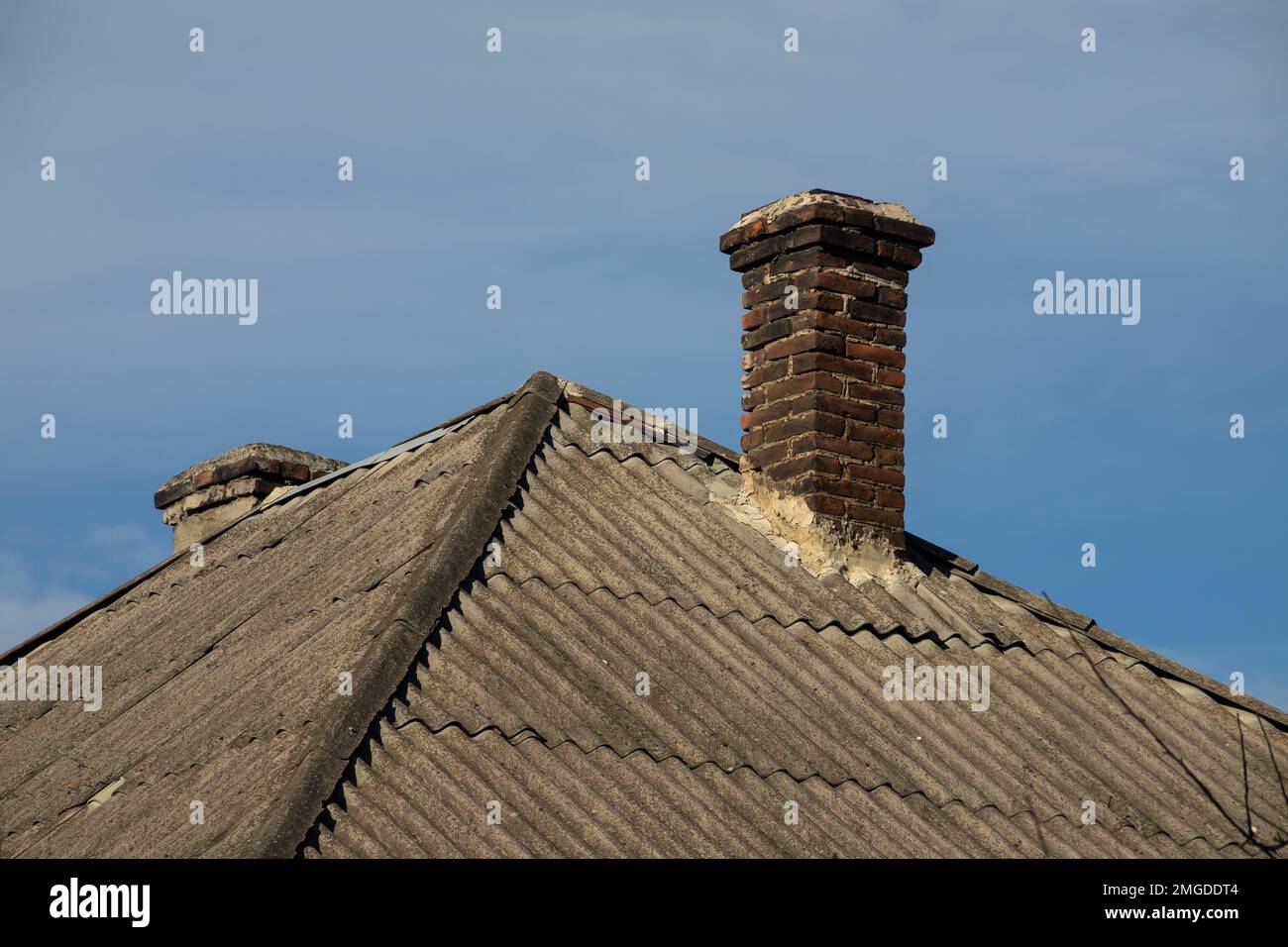 New roofing construction with attic skylights, rain gutter system, roof ...
