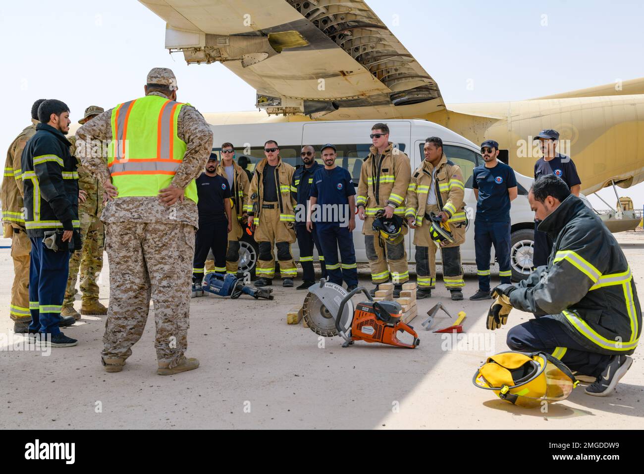 Royal Saudi Air Force firefighters and U.S. Air Force firefighters ...