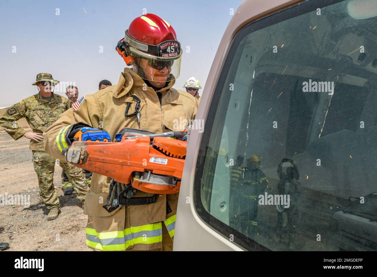 U.S. Air Force Staff Sgt. Noah Dunlap, a firefighter with the 378th ...