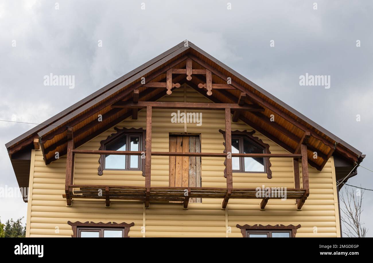 New roofing construction with attic skylights, rain gutter system, roof ...