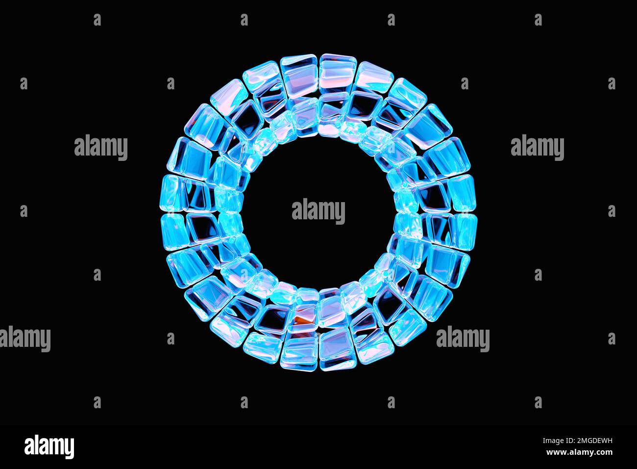 3D illustaration of a blue torus. Fantastic cell. Simple geometric ...