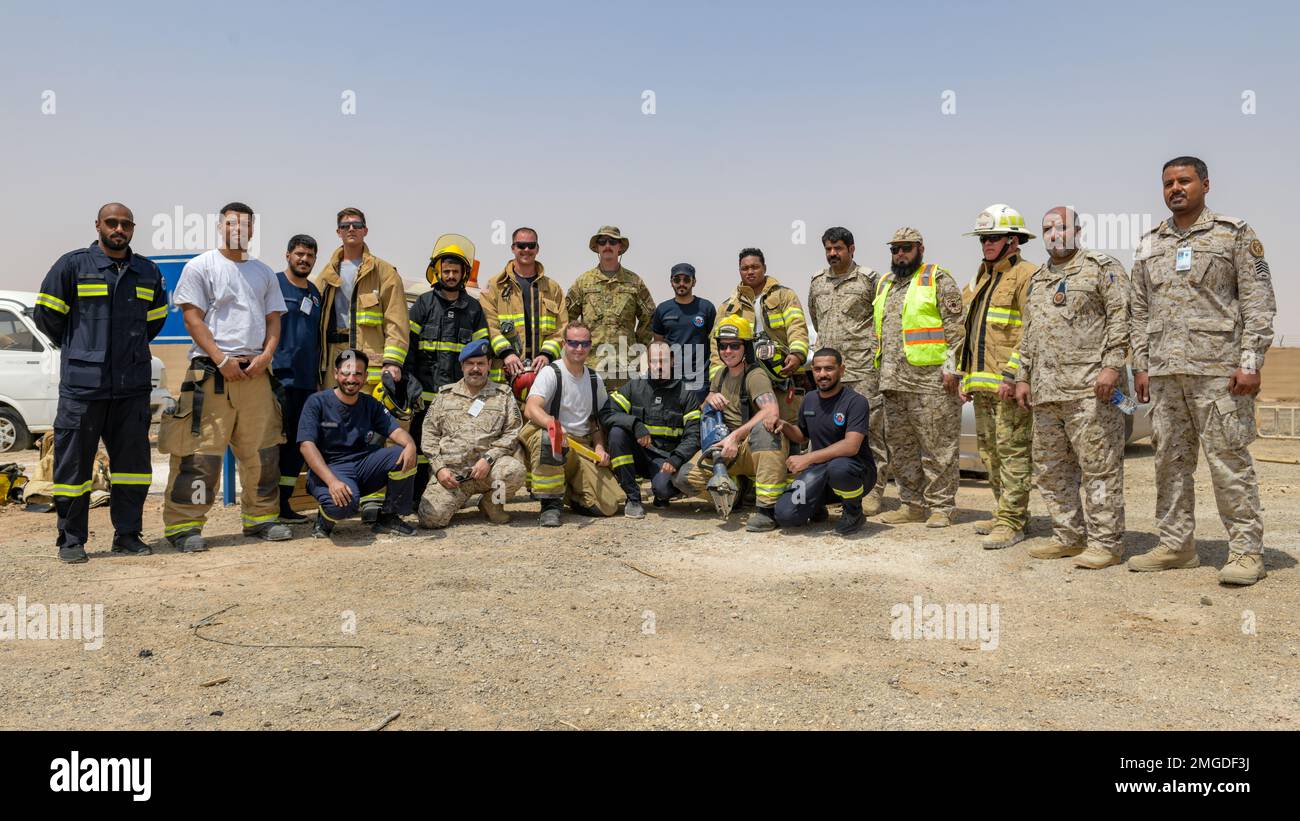 Royal Saudi Air Force firefighters and U.S. Air Force firefighters ...