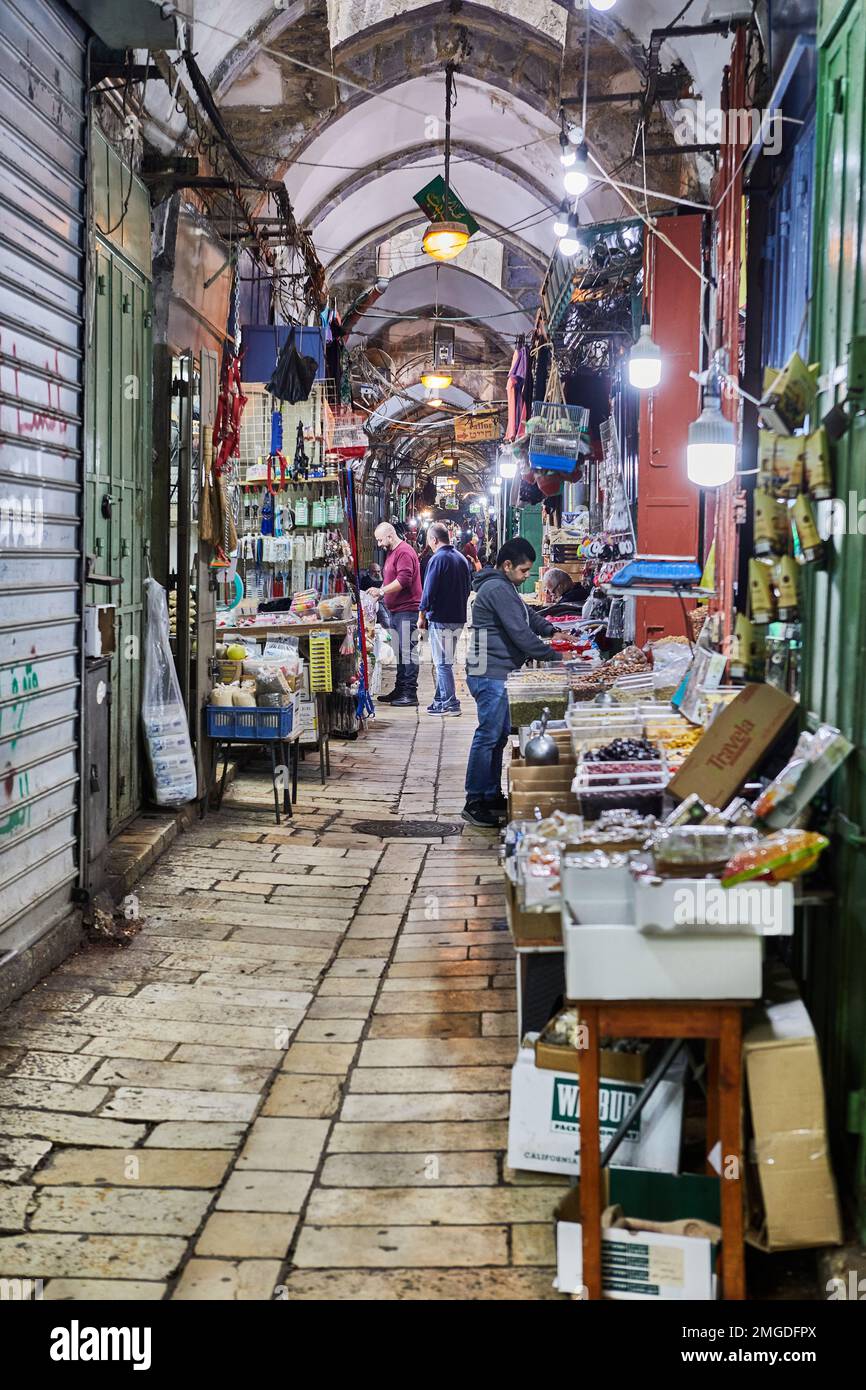 Jerusalem, Israel - November 15, 2022: Arab Bazaar in the Old City of ...