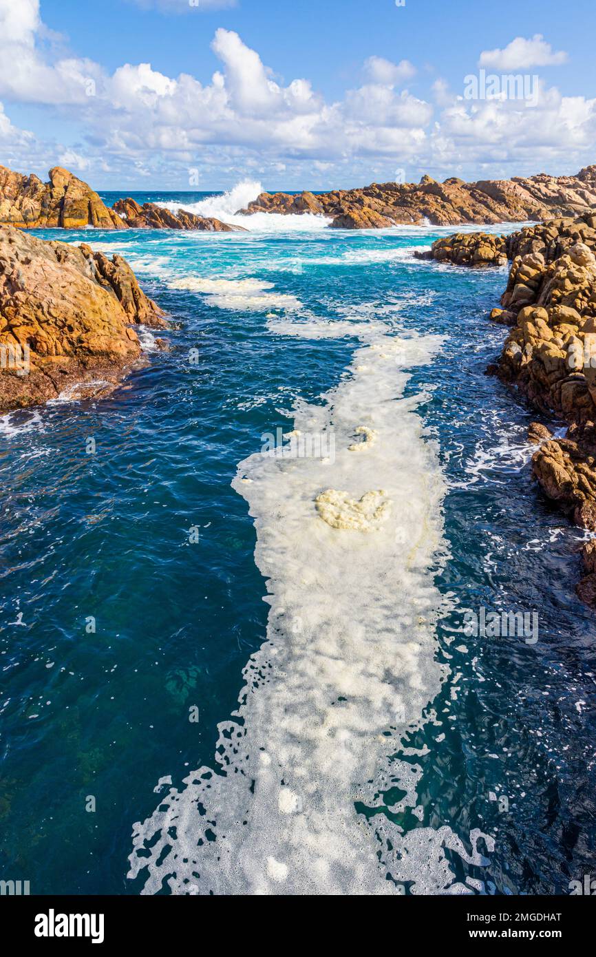 Weathered channel of water through the granite rocks of Canal Rocks ...