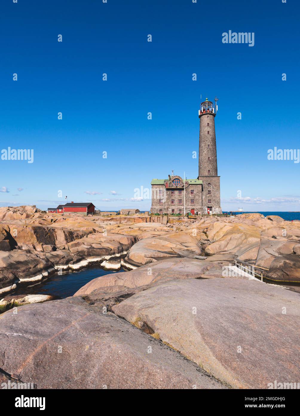 Bengtskär Lighthouse, view of Bengtskar island in Archipelago Sea ...