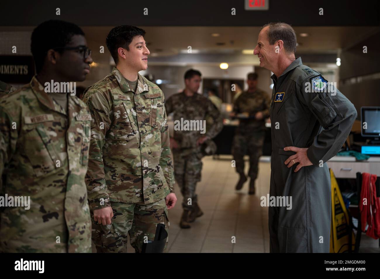 U.S. Air Force Maj. Gen. Corey Martin, 18th Air Force commander, speaks ...