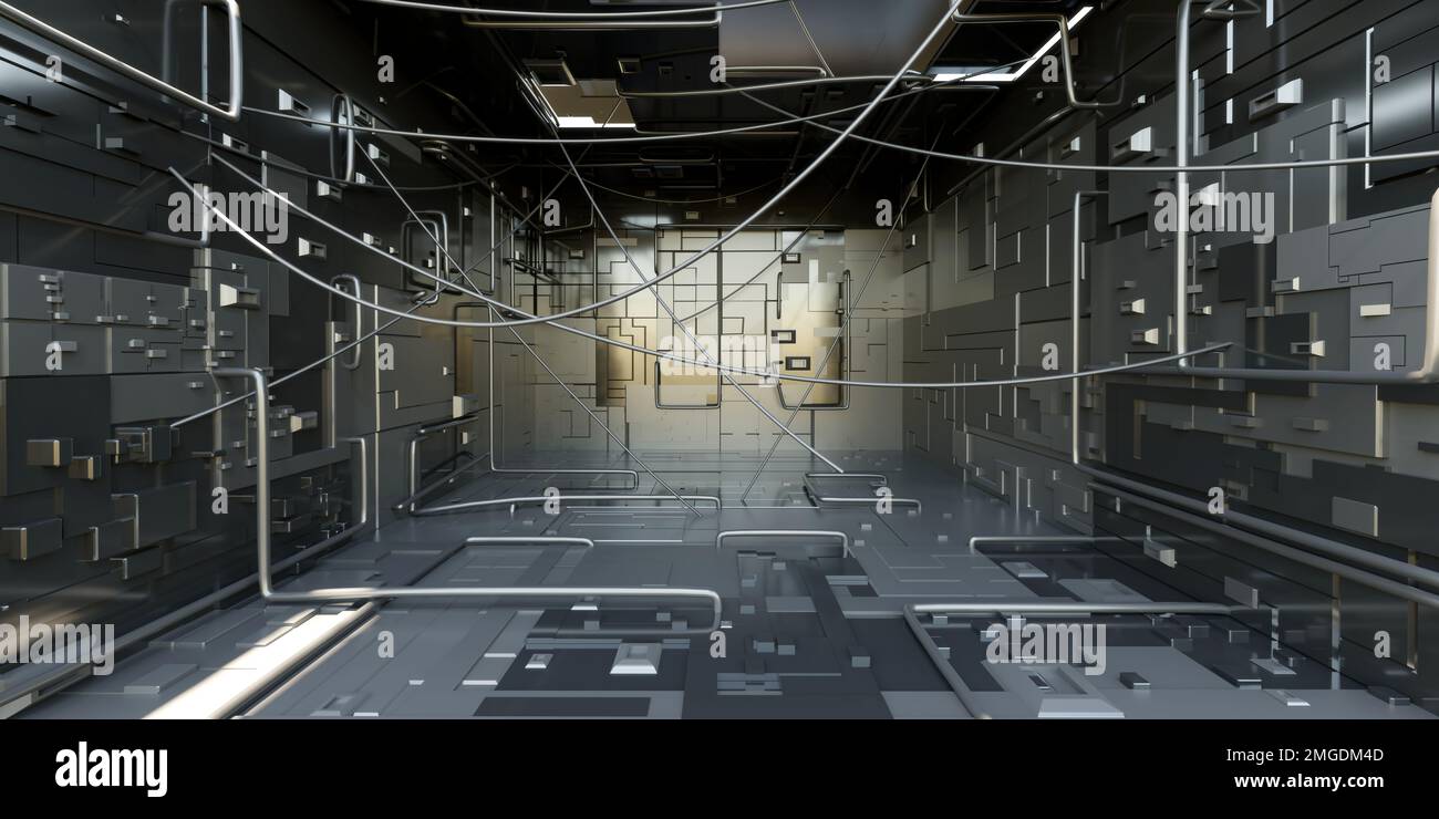 Futuristic sci-fi corridor room. Modern Future background style ...