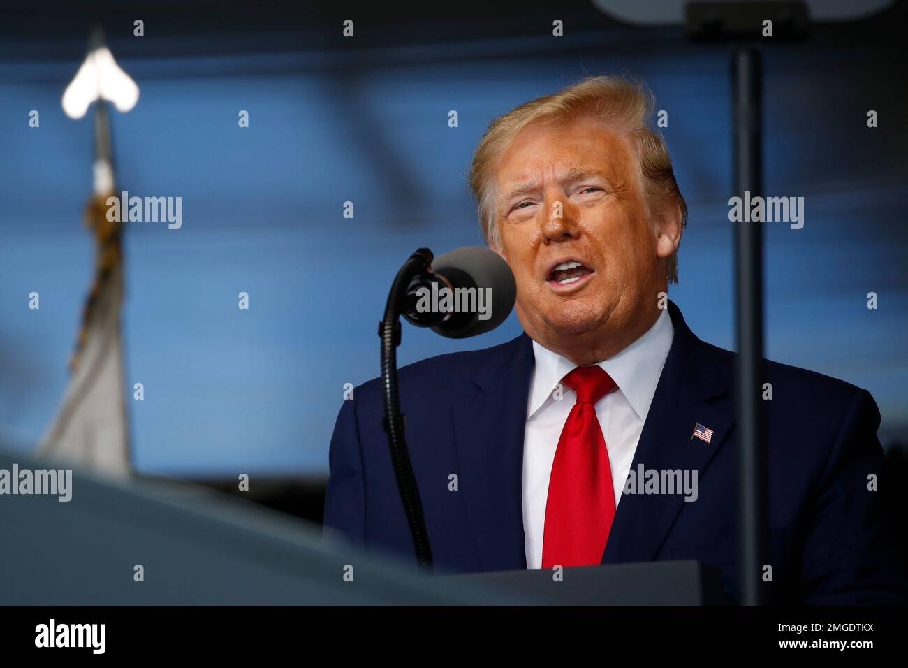 President Donald Trump speaks to over 1,110 cadets in the Class of 2020 ...