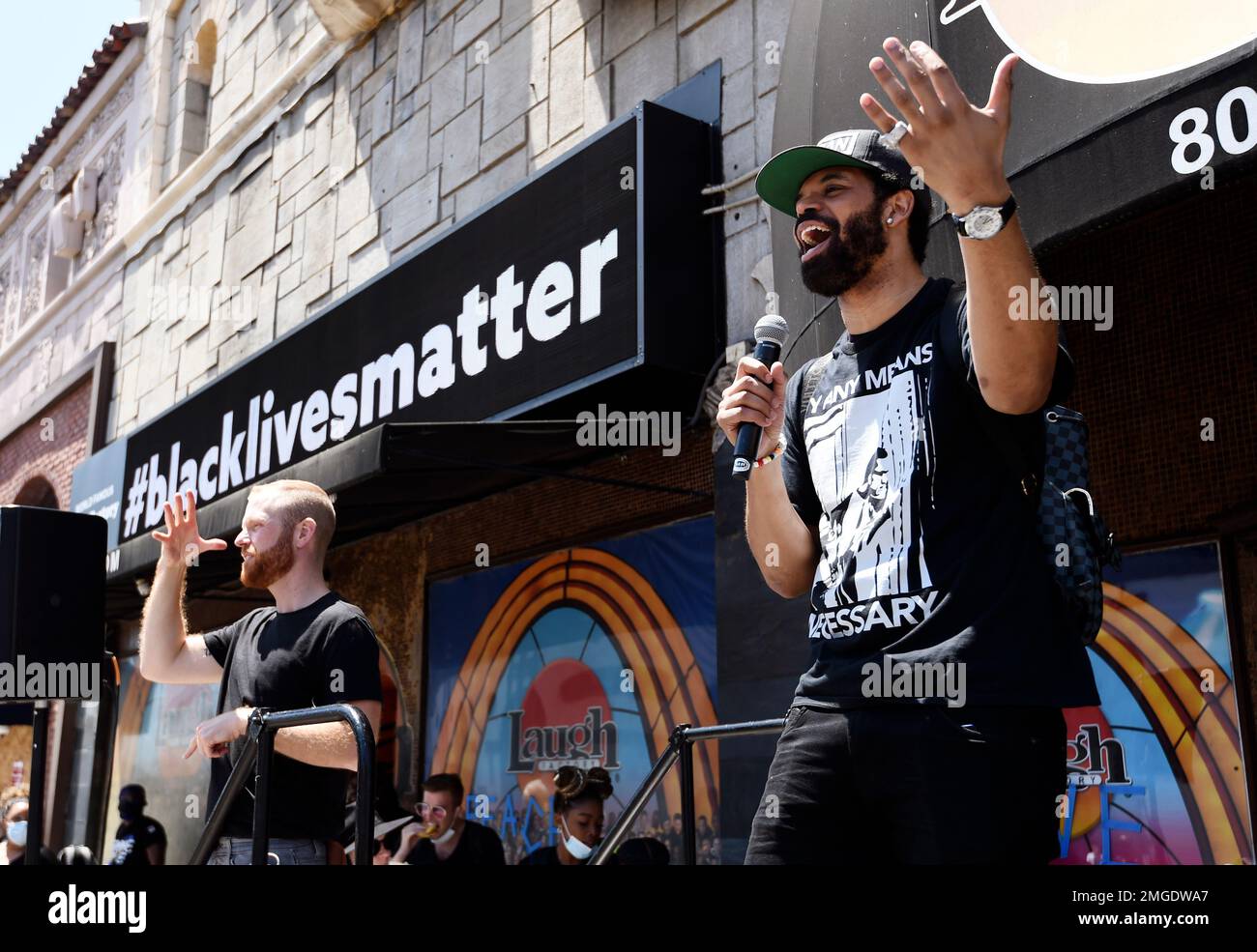 Comedian Tehran Von Ghasri addresses the crowd at the Stand-Up for ...