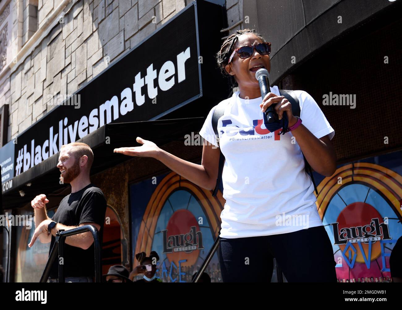 Actor/comedian Tiffany Haddish addresses the crowd at the Stand-Up for ...