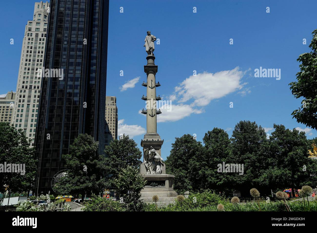 A Statue of Christopher Columbus is shown at Columbus Circle, Friday ...