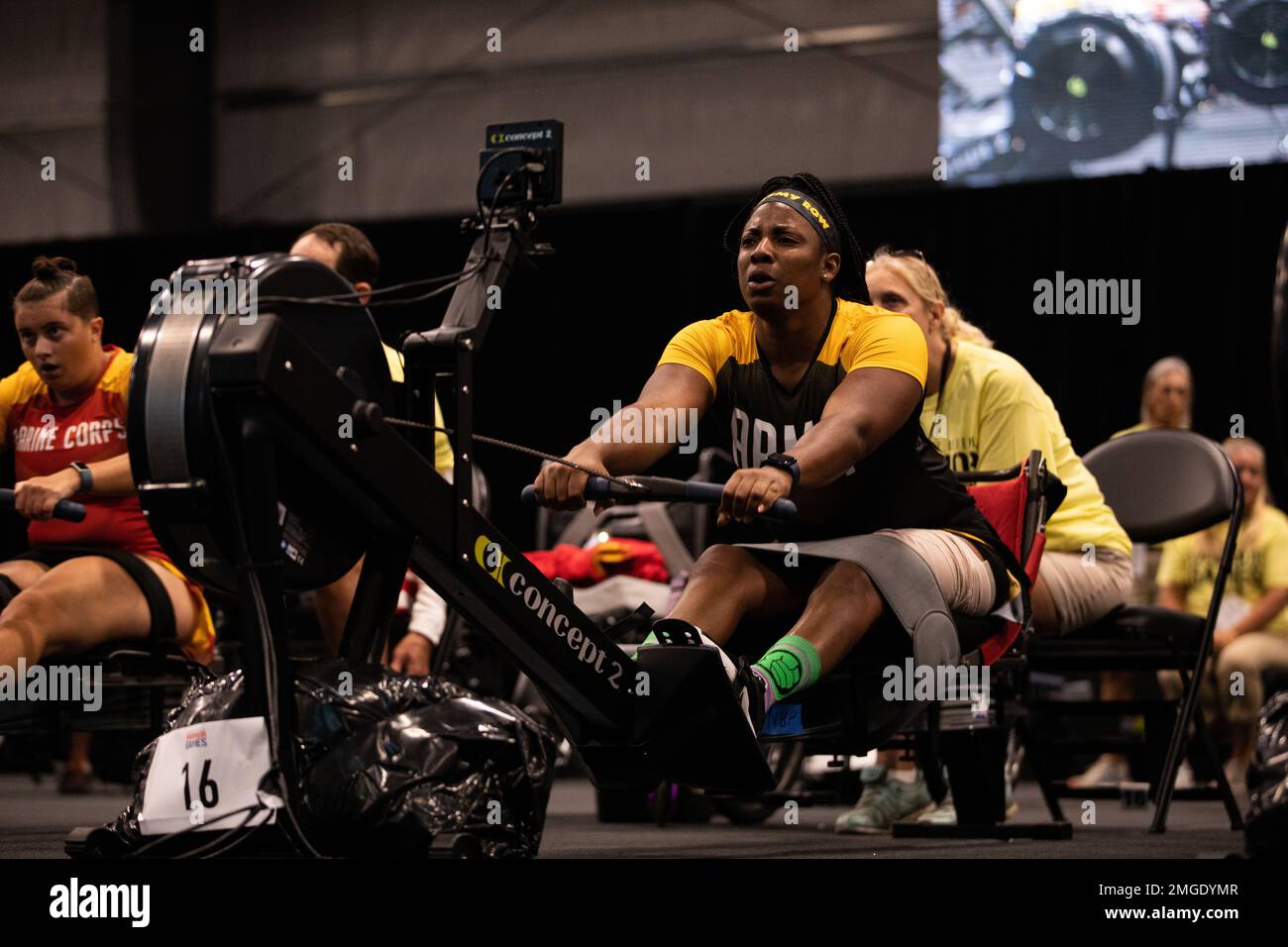 U.S. Army Pfc. Corine Hamilton competes in the rowing event during the ...