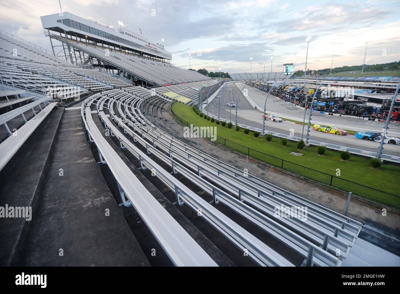 The grandstands are empty during a NASCAR Cup Series auto race ...