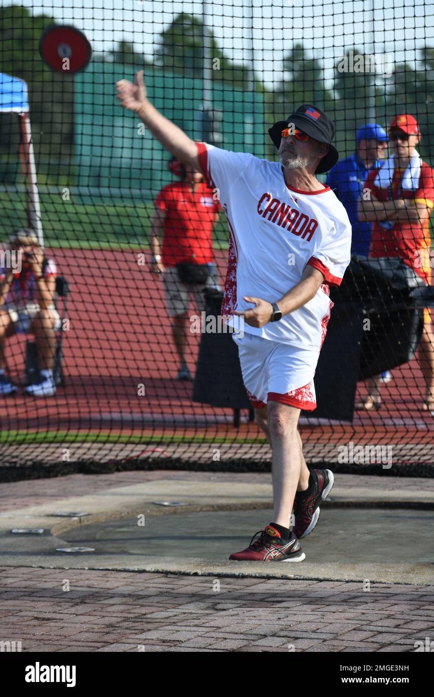 A member of Team Canada competes in discus during the 2022 DoD Warrior ...