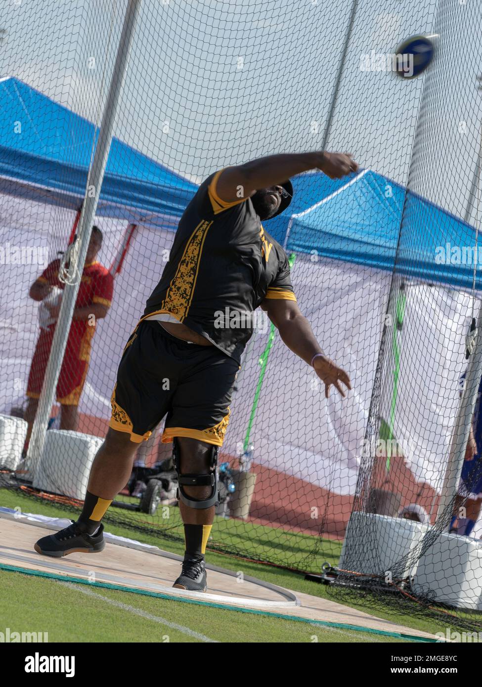 U.S. Army Spc. Darnell Boynton competes in the discus field event ...