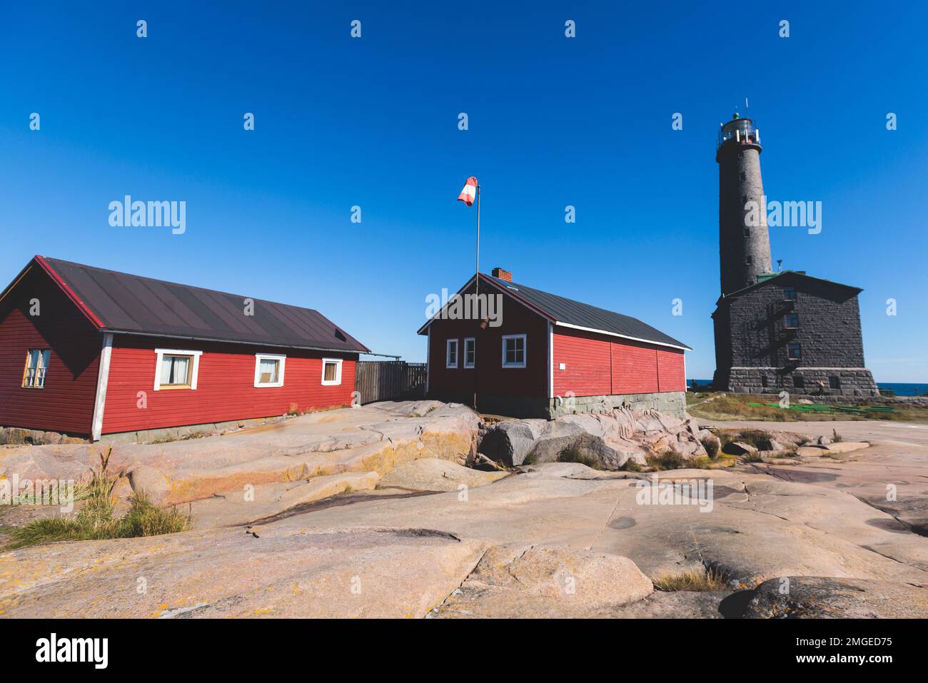 Bengtskär Lighthouse, view of Bengtskar island in Archipelago Sea ...