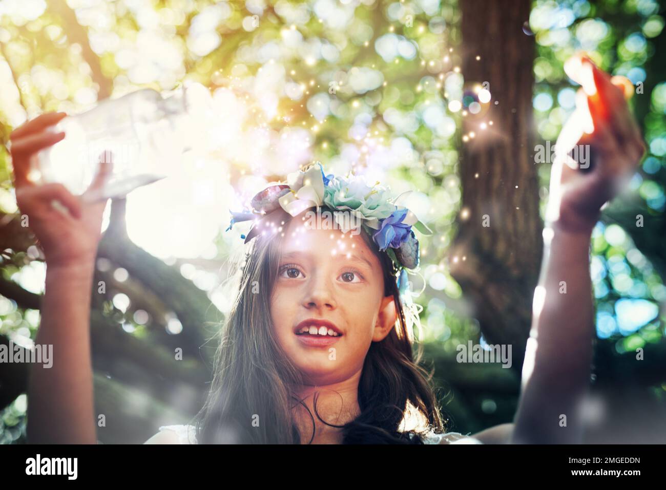 What bright and beautiful creatures you are. a little girl catching ...