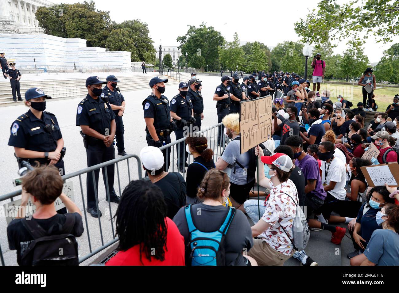 Demonstrators protest the death of George Floyd, Wednesday, June 3 ...