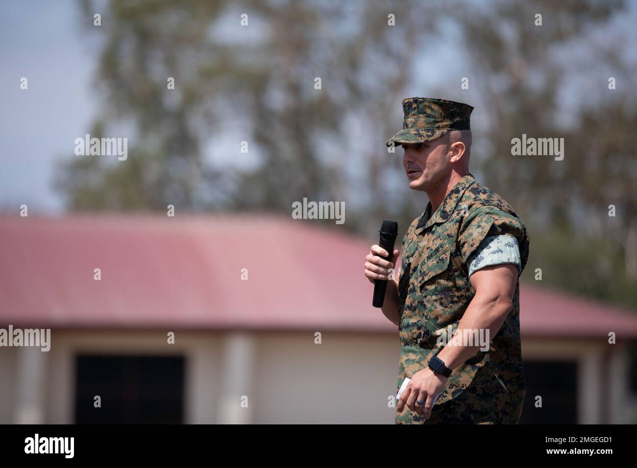 U.S. Marine Corps Sgt. Maj. Roland McGinnis, outgoing sergeant major of ...