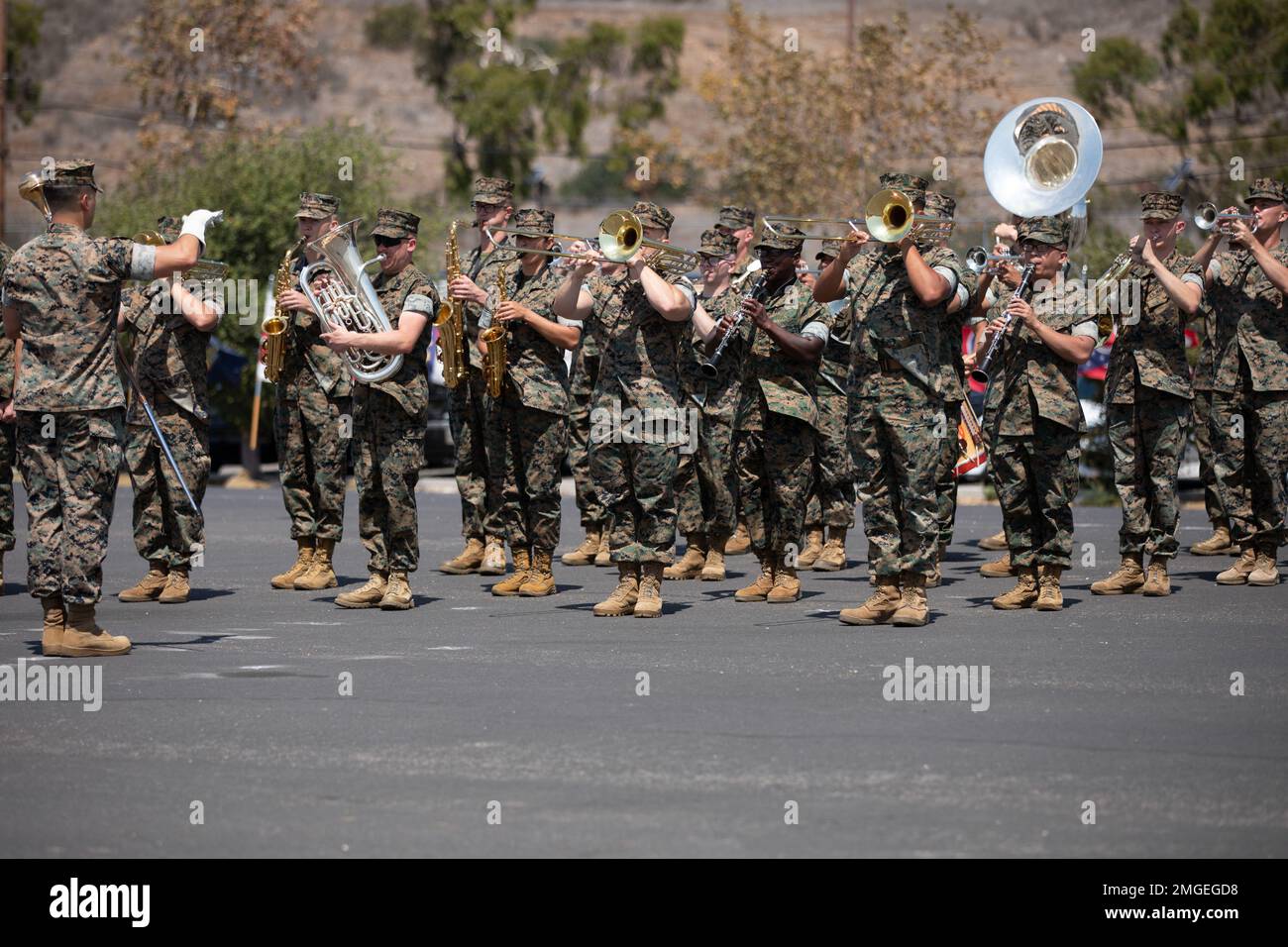 U.S. Marines with the 1st Marine Division band perform “Waltzing ...