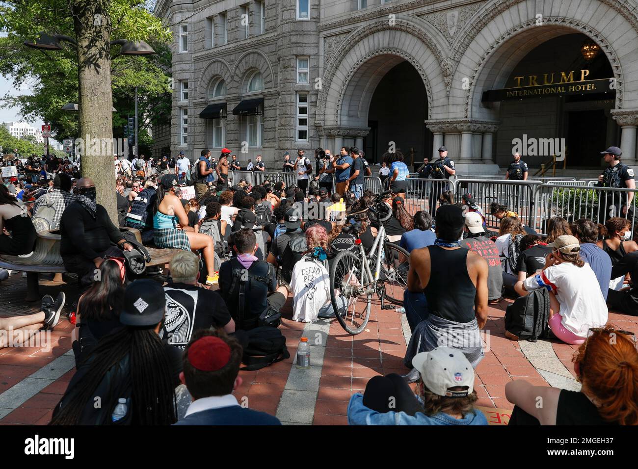 Demonstrators protest the death of George Floyd, Wednesday, June 3 ...