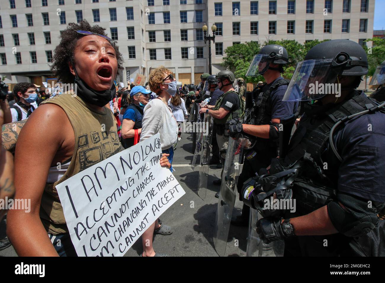 Demonstrator Elizabeth White cries as she protests the death of George ...