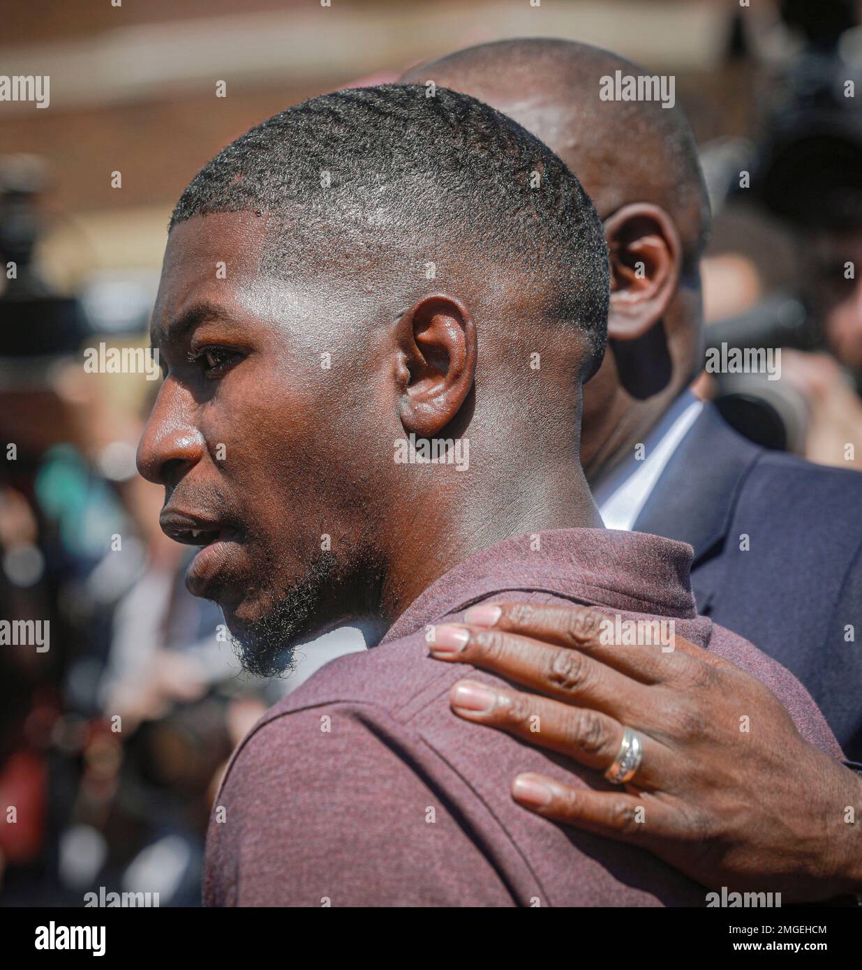 Quincy Mason Floyd, son of George Floyd, speaks during a press ...