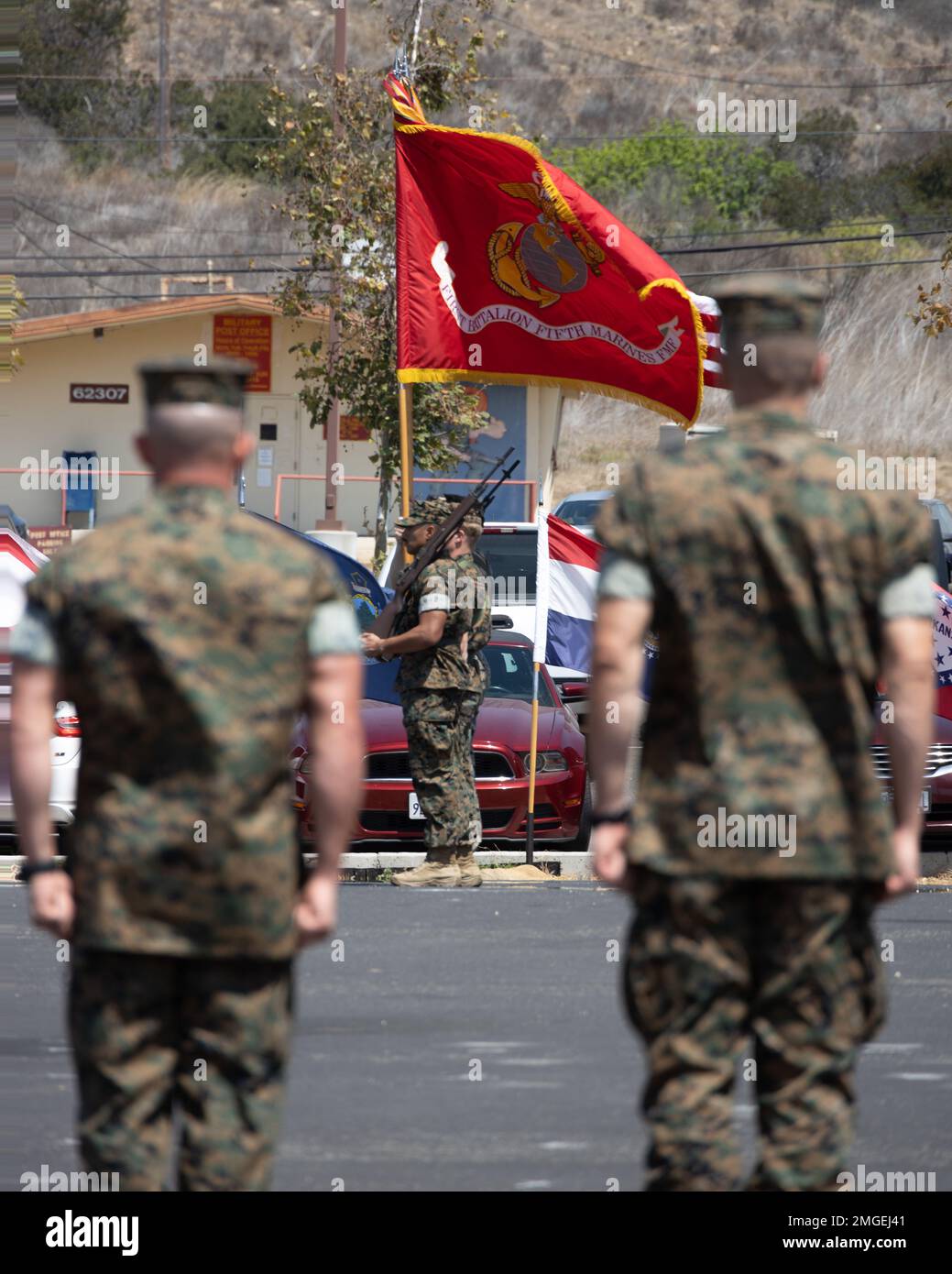 U.S. Marine Corps Sgt. Maj. Roland McGinnis (left), outgoing sergeant ...