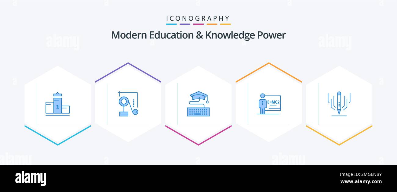 Modern Education And Knowledge Power 25 Blue icon pack including ...