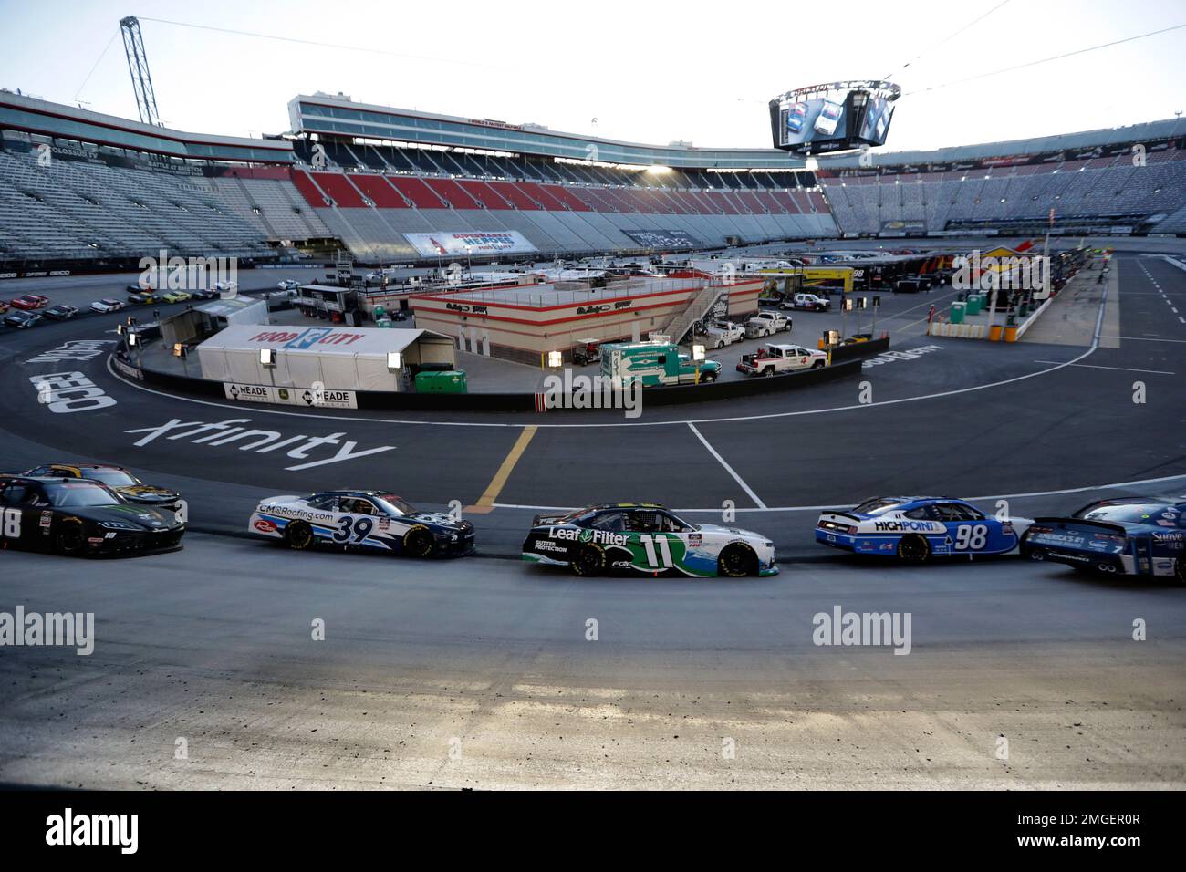 Cars make their way around the track during NASCAR Xfinity Series auto ...