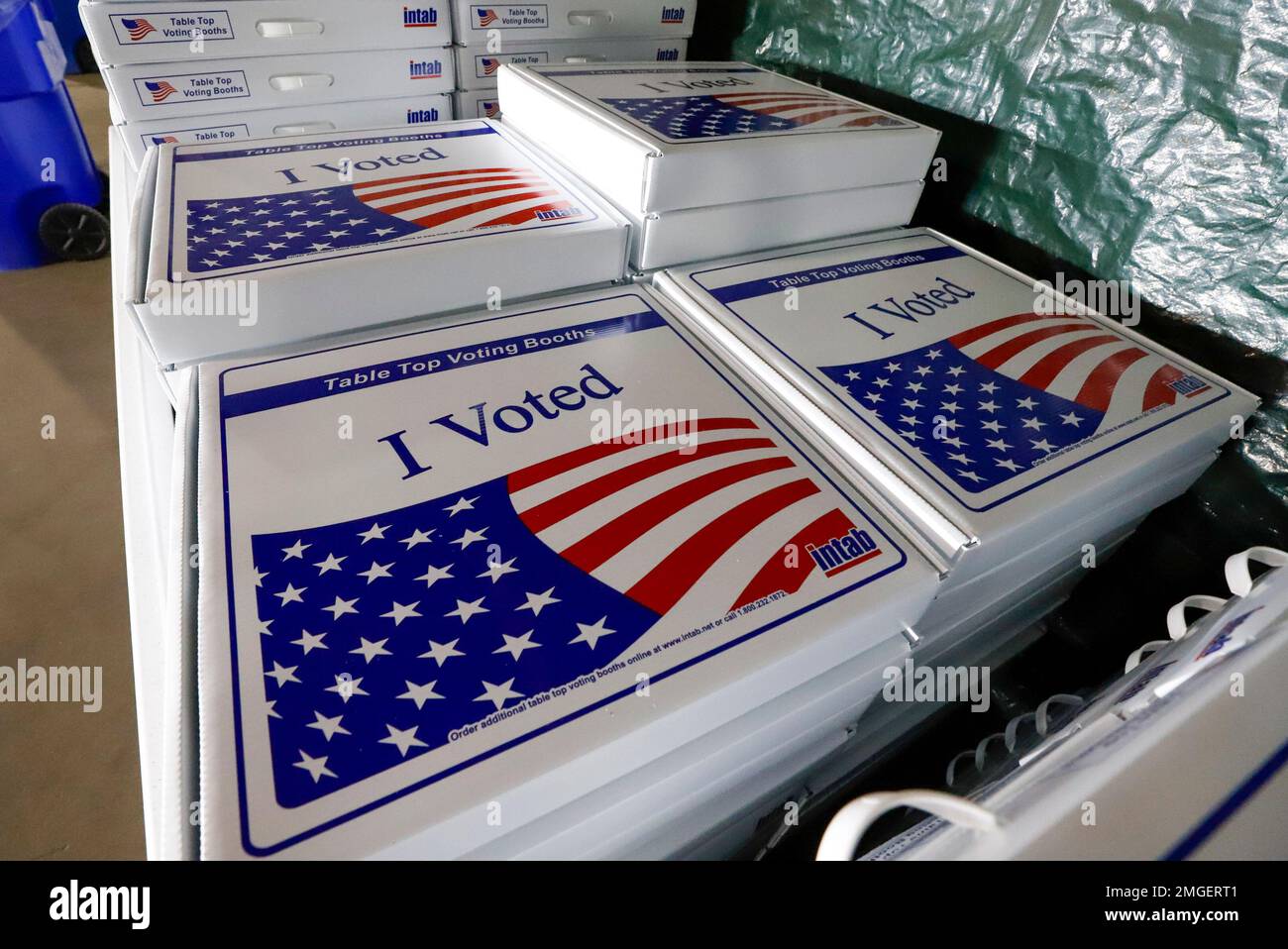 This is a stack of table top voting booths stored at the Allegheny ...