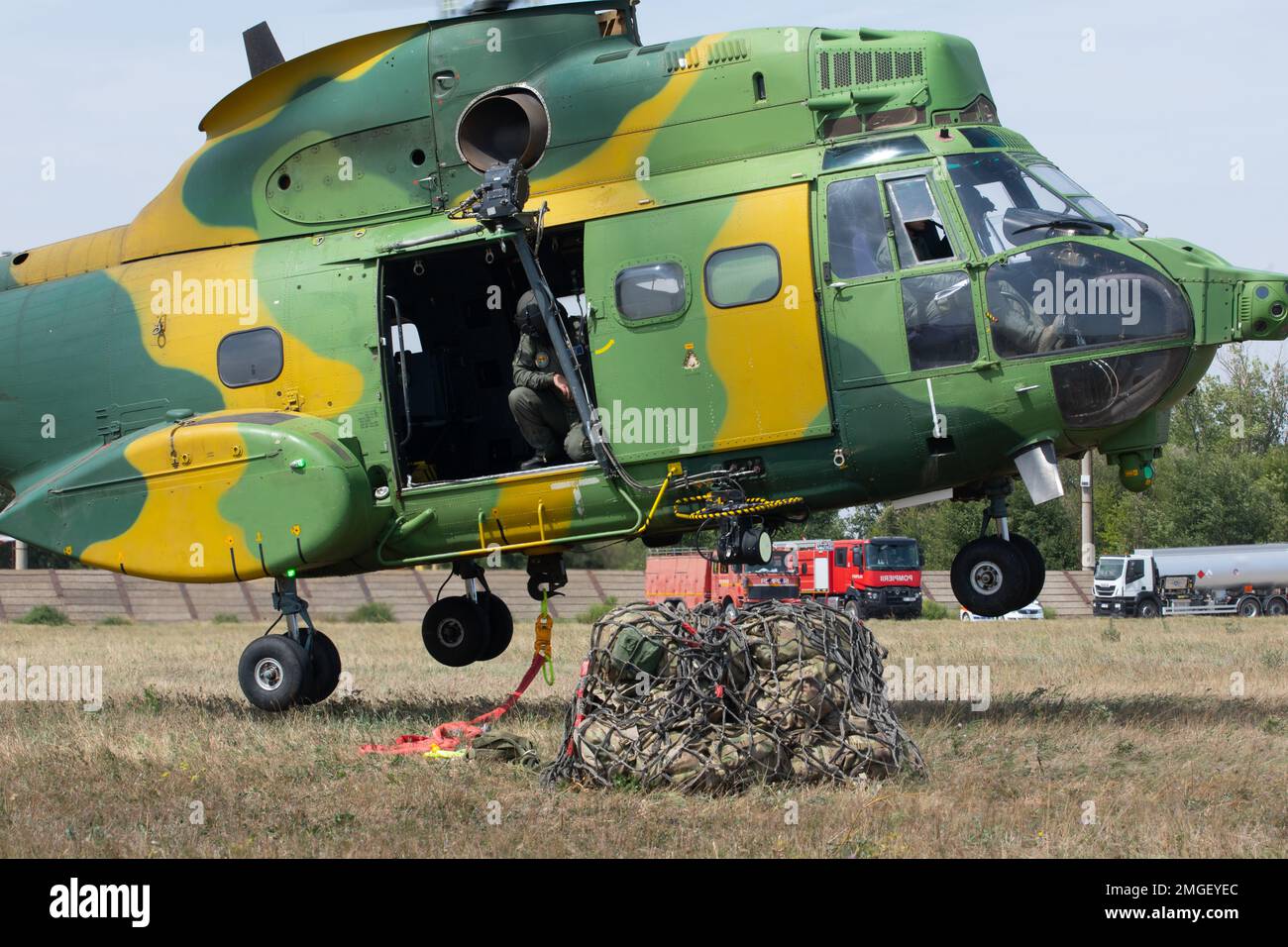 A Romanian Air Force IAR 330 Puma Helicopter prepares to transport U.S ...