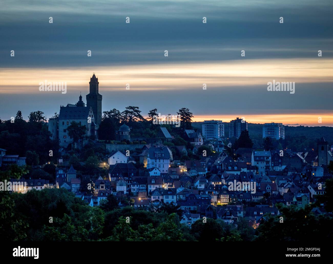 The city of Kronberg is seen near Frankfurt, Germany, at dawn on early ...